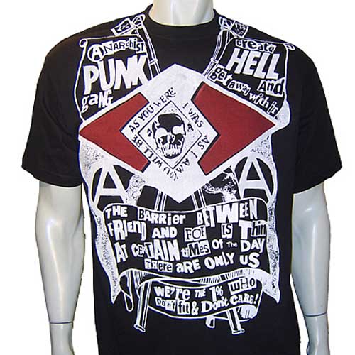 Anarchist Punk on black T-SHIRT or MUSLIN – Sexy Hooligans