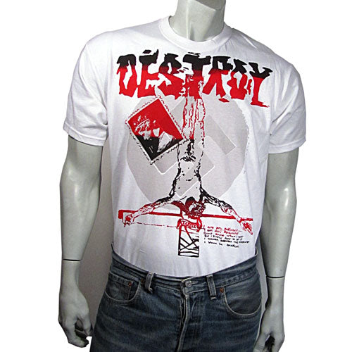 Destroy in black/red and grey on white T-shirt or MUSLIN – Sexy Hooligans